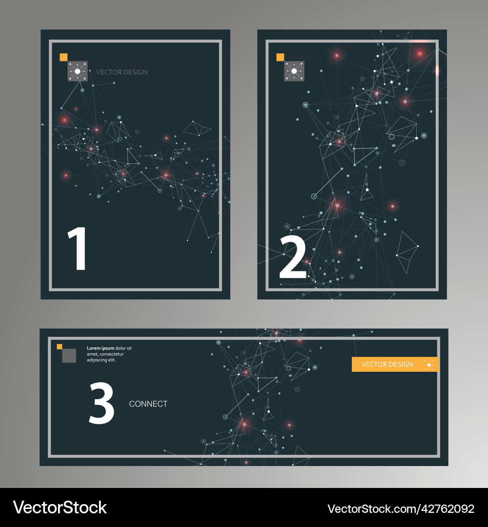 Cover template connect line art style on black Vector Image