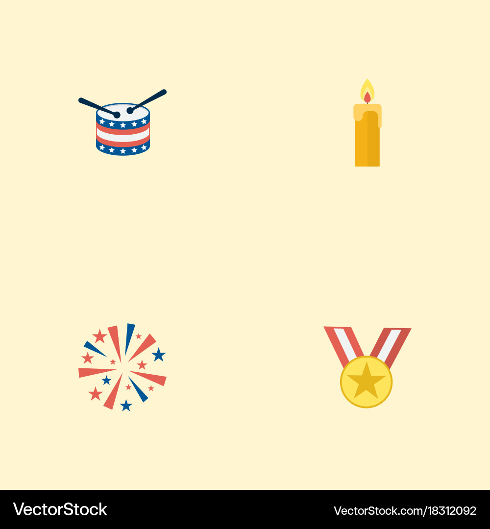 Flat icons medallion fire wax musical instrument Vector Image