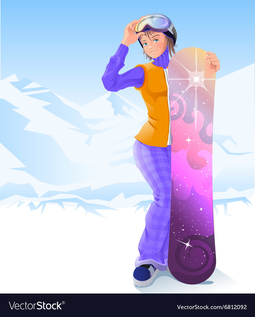 Girl and snowboarding winter sport Royalty Free Vector Image