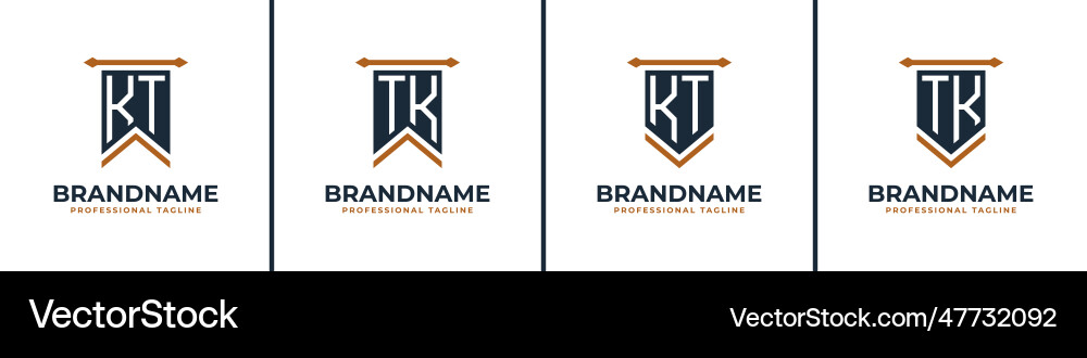 Letter kt and tk pennant flag logo set represent Vector Image