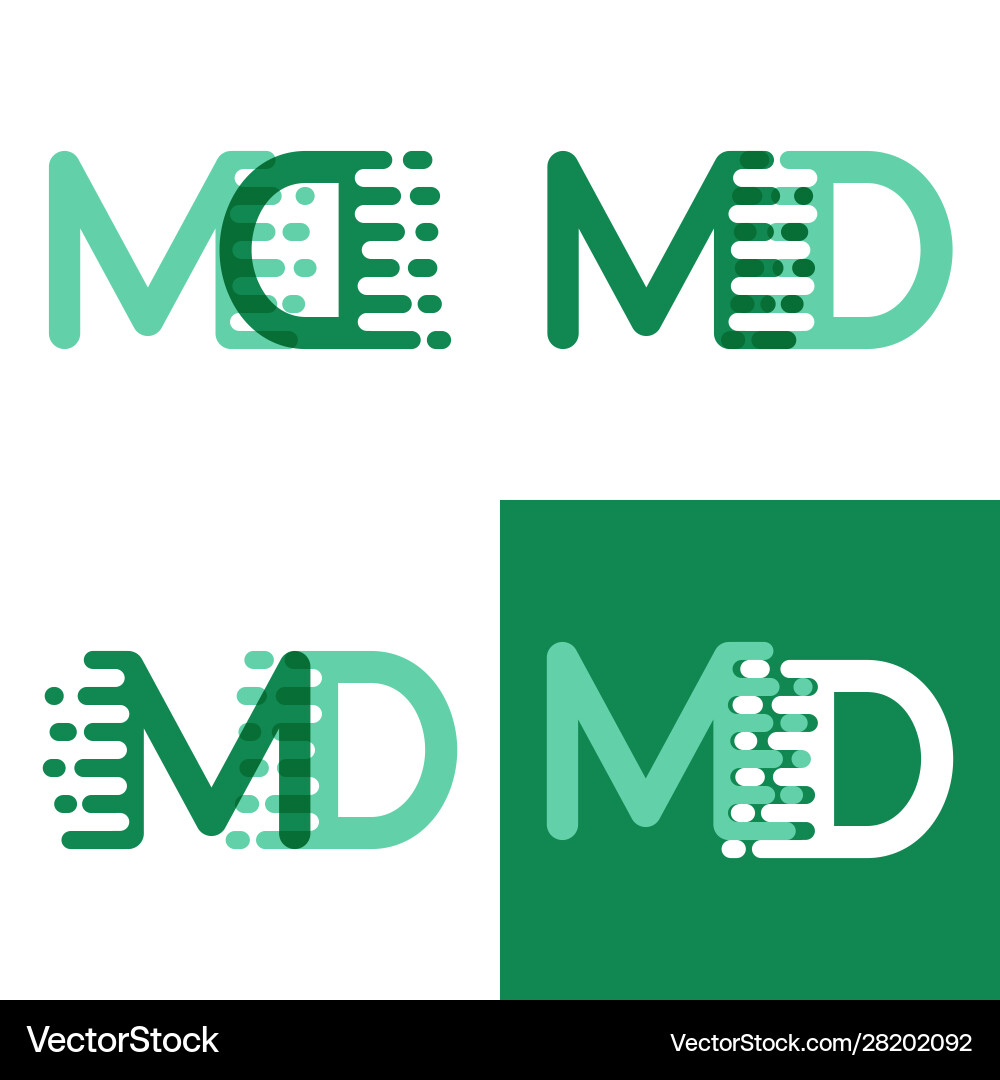 Md letters logo with accent speed in light green Vector Image