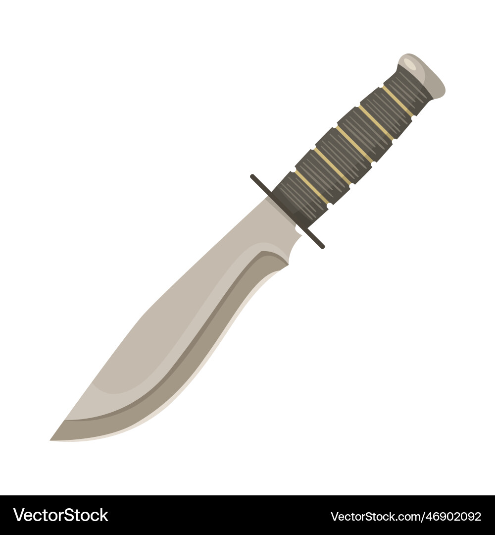Metal combat machete with black handle cartoon Vector Image