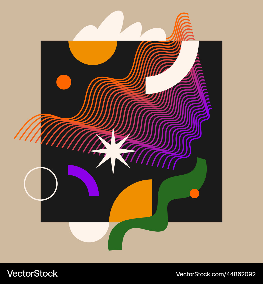 Modern geometric composition of various shapes Vector Image