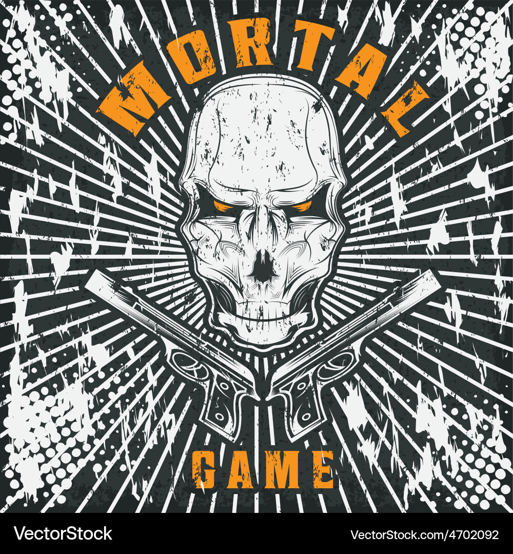Mortal game with skull and guns Royalty Free Vector Image