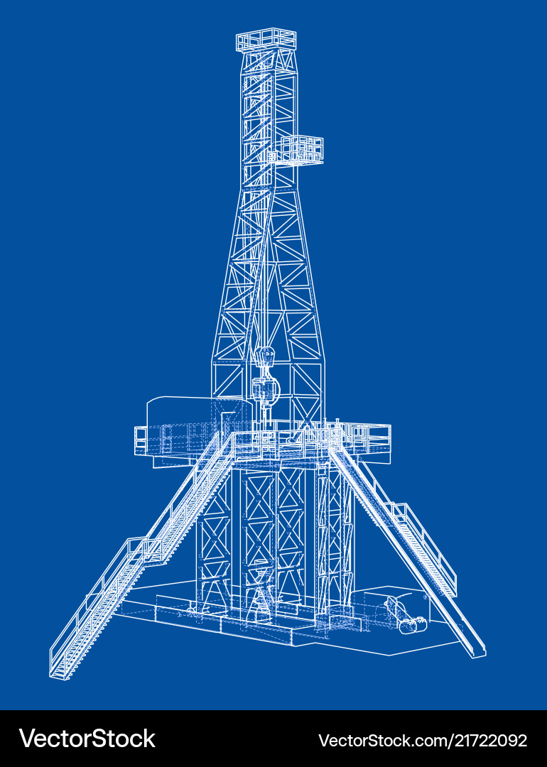 Oil rig concept rendering of 3d Royalty Free Vector Image
