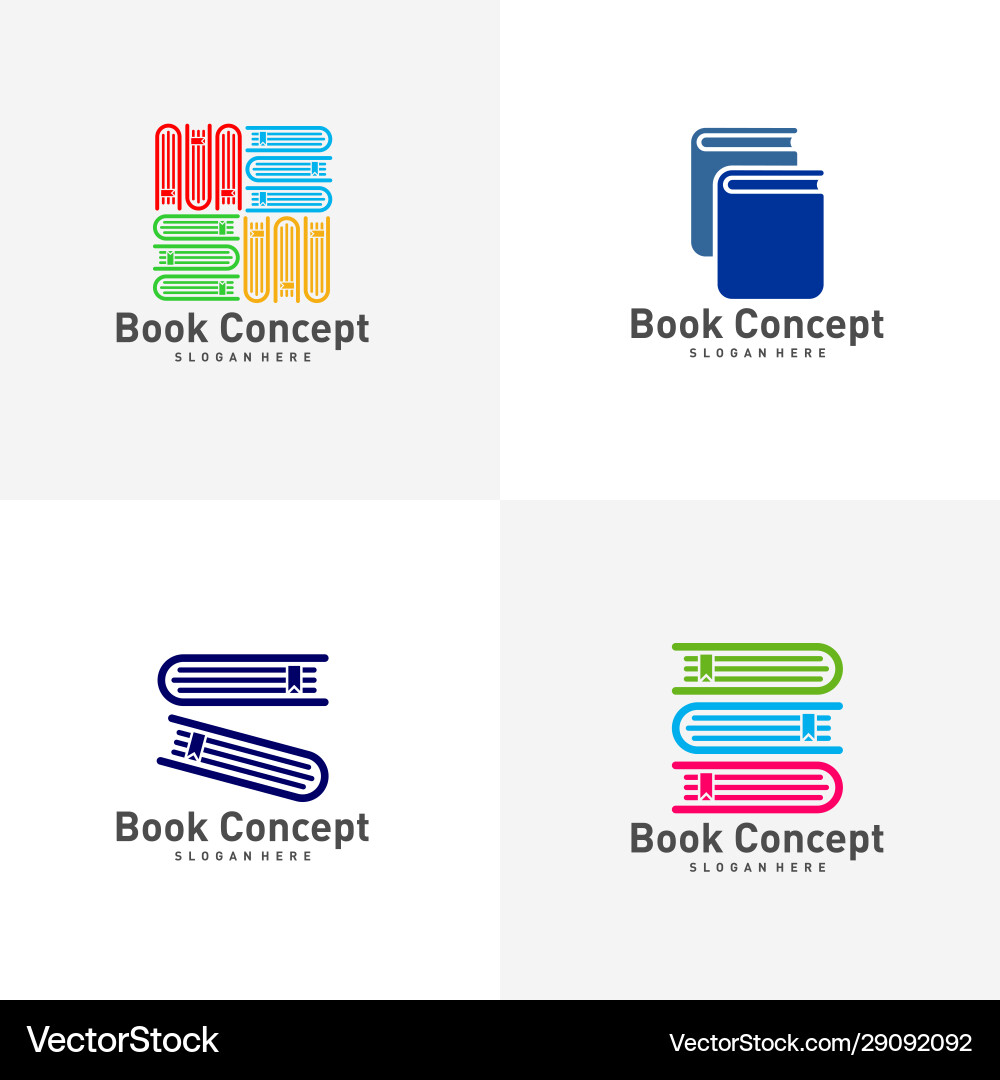 Set book logo design template icon Royalty Free Vector Image
