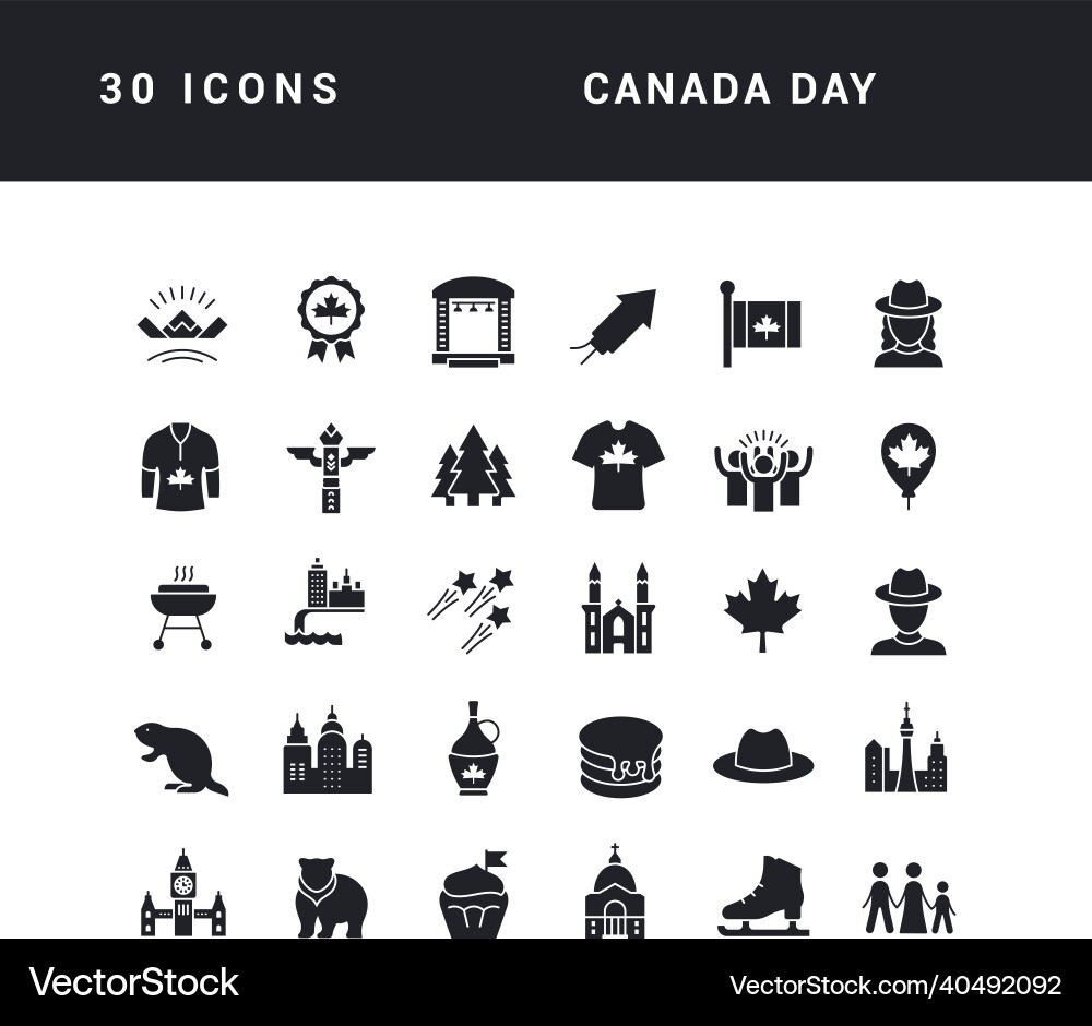 Set of simple icons canada day Royalty Free Vector Image