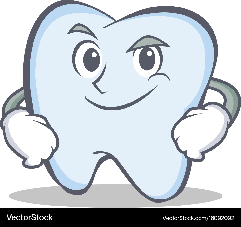 Smirking tooth character cartoon style Royalty Free Vector