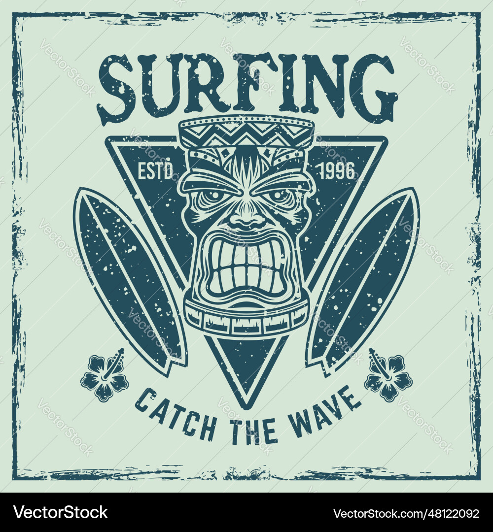Surfing emblem badge label sticker or Royalty Free Vector