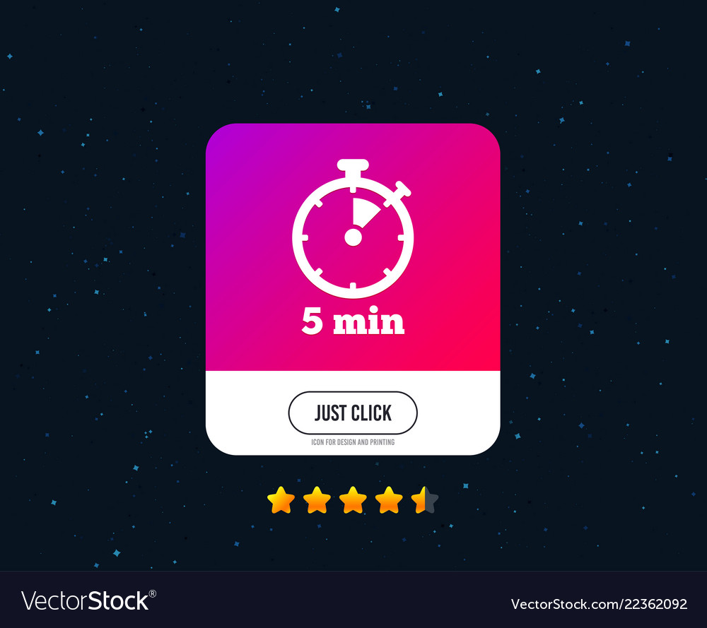 Timer sign icon 5 minutes stopwatch symbol Vector Image Timer sign icon 5 minutes stopwatch symbol Vector Image