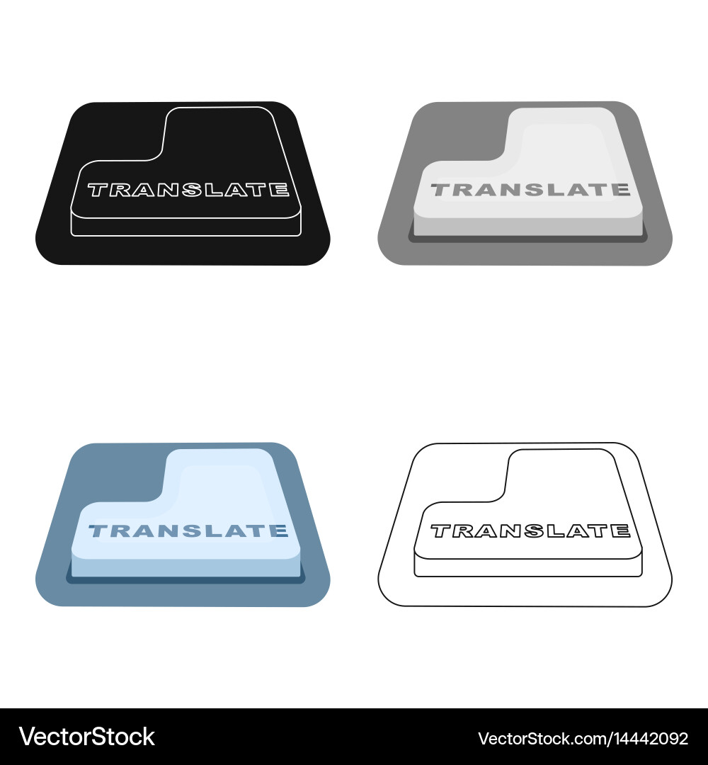 Translate button icon in cartoon style isolated on