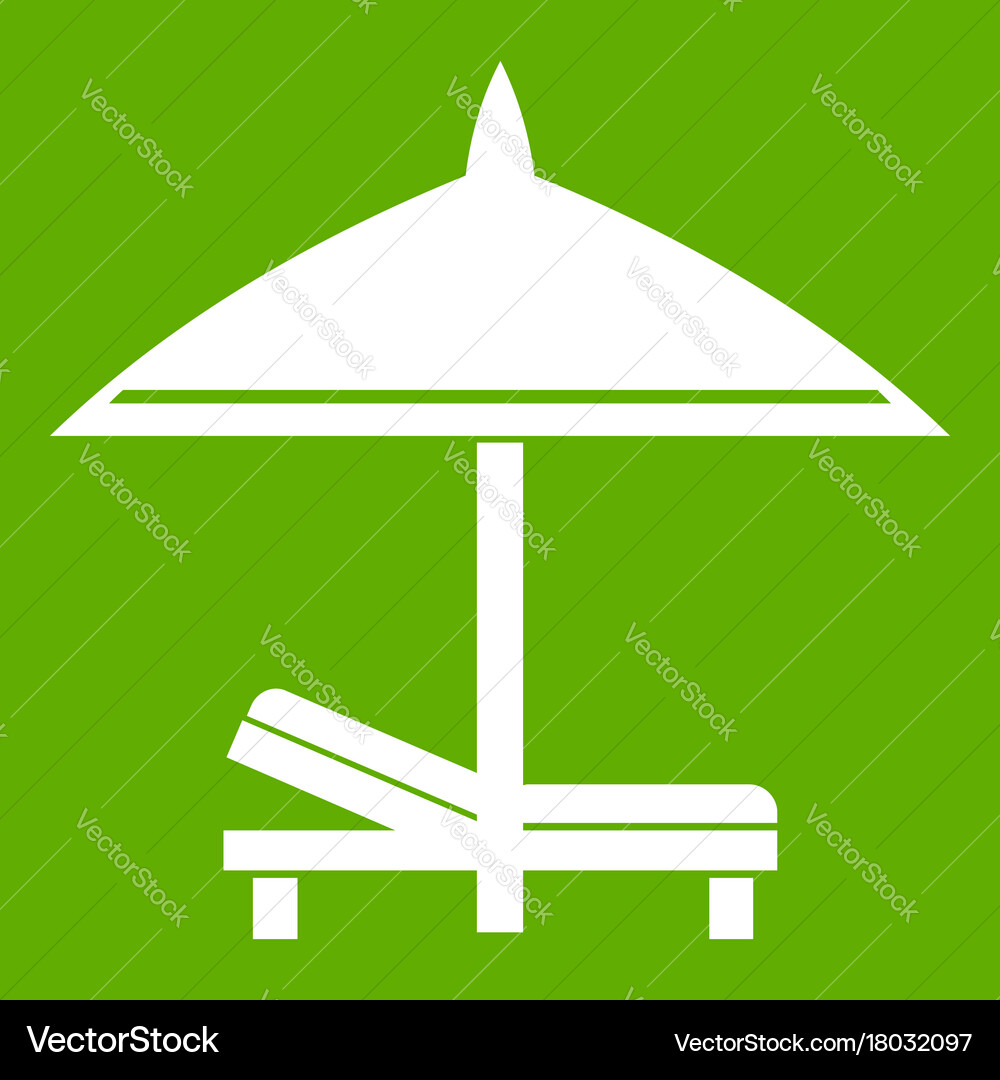 Bench and umbrella icon green Royalty Free Vector Image