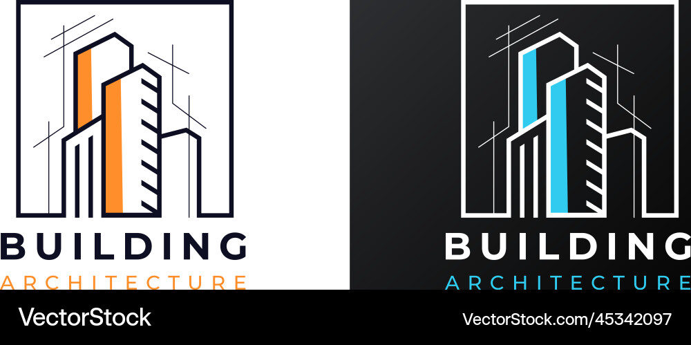 Building architecture logo line art style design Vector Image