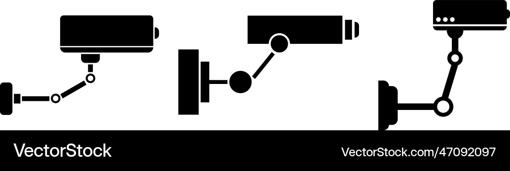 Cctv camera black glyph icons collection Vector Image