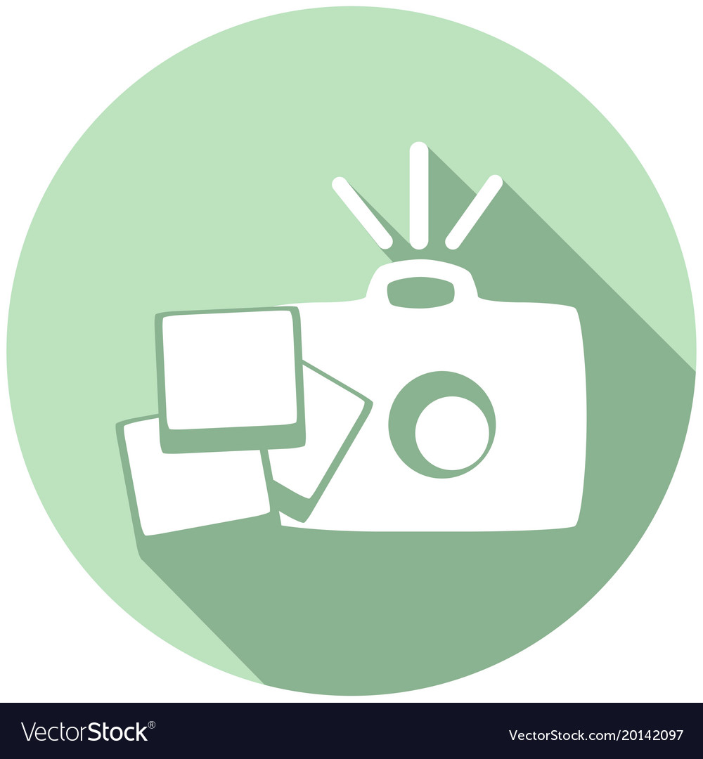 Flat camera icon with long shadow Royalty Free Vector Image