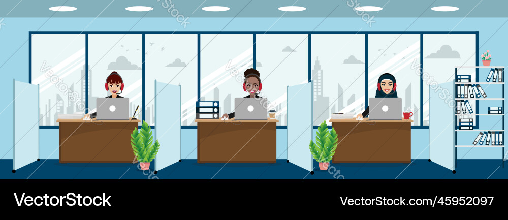 Group of call center customer support help desk Vector Image