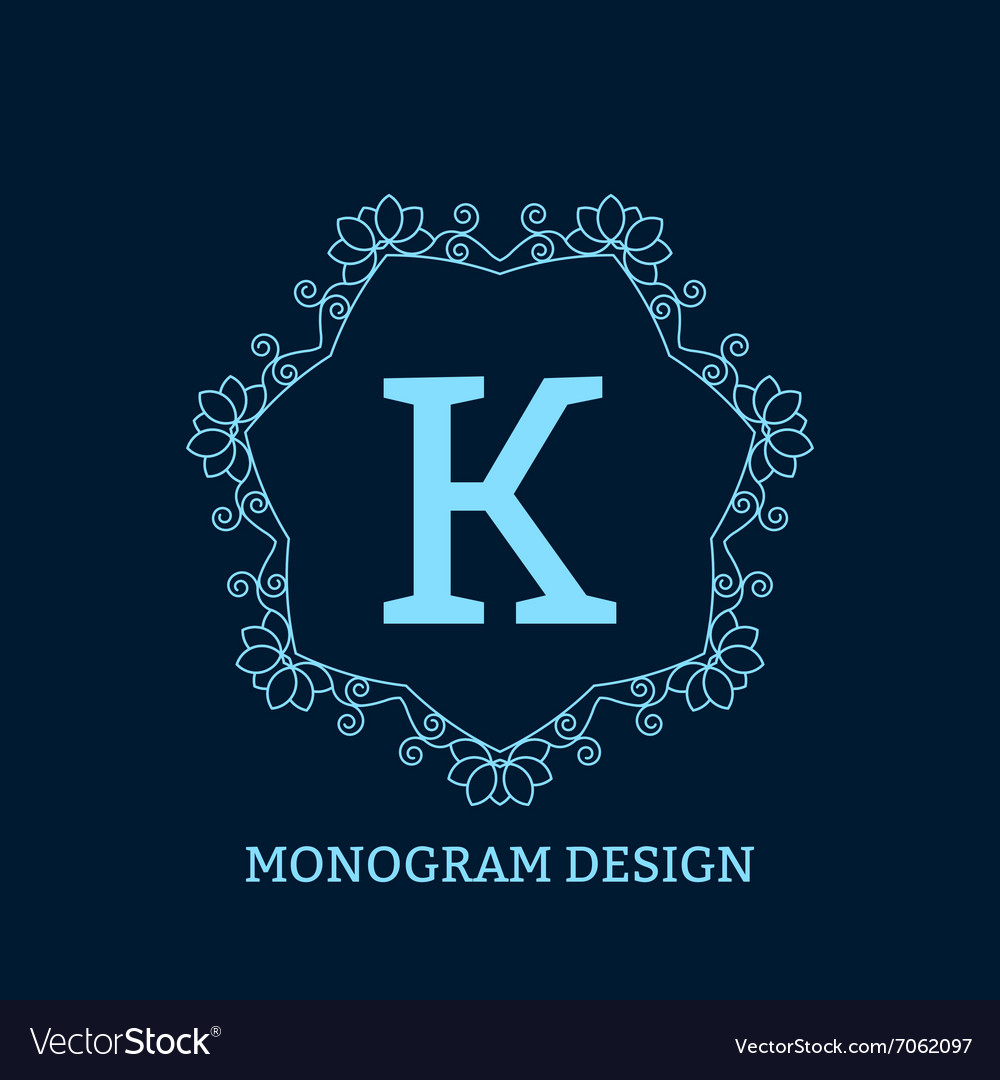 Linear blue monogram Royalty Free Vector Image