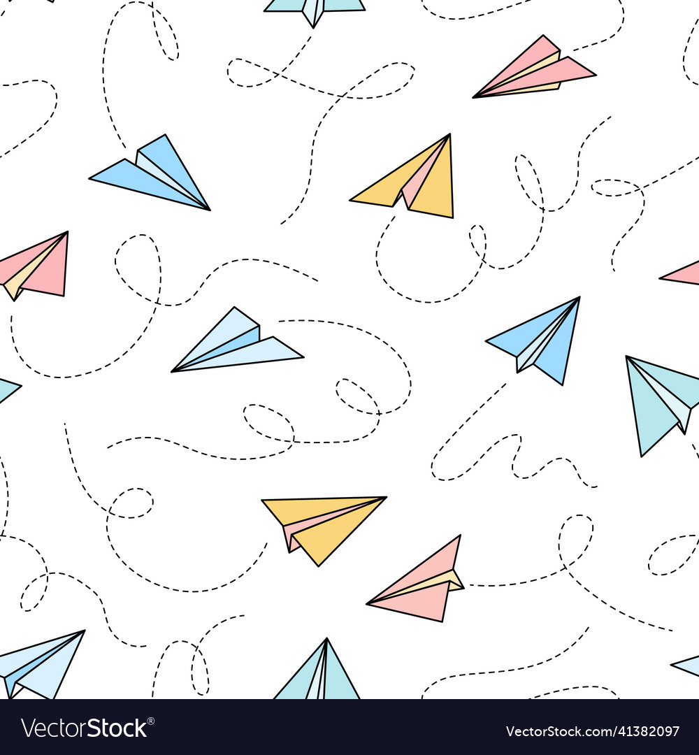 Paper airplane seamless pattern Royalty Free Vector Image