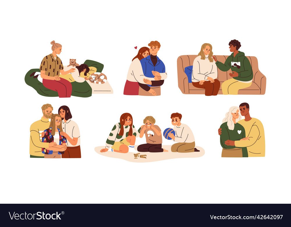 People supporting comforting caring about Vector Image People supporting comforting caring about Vector Image