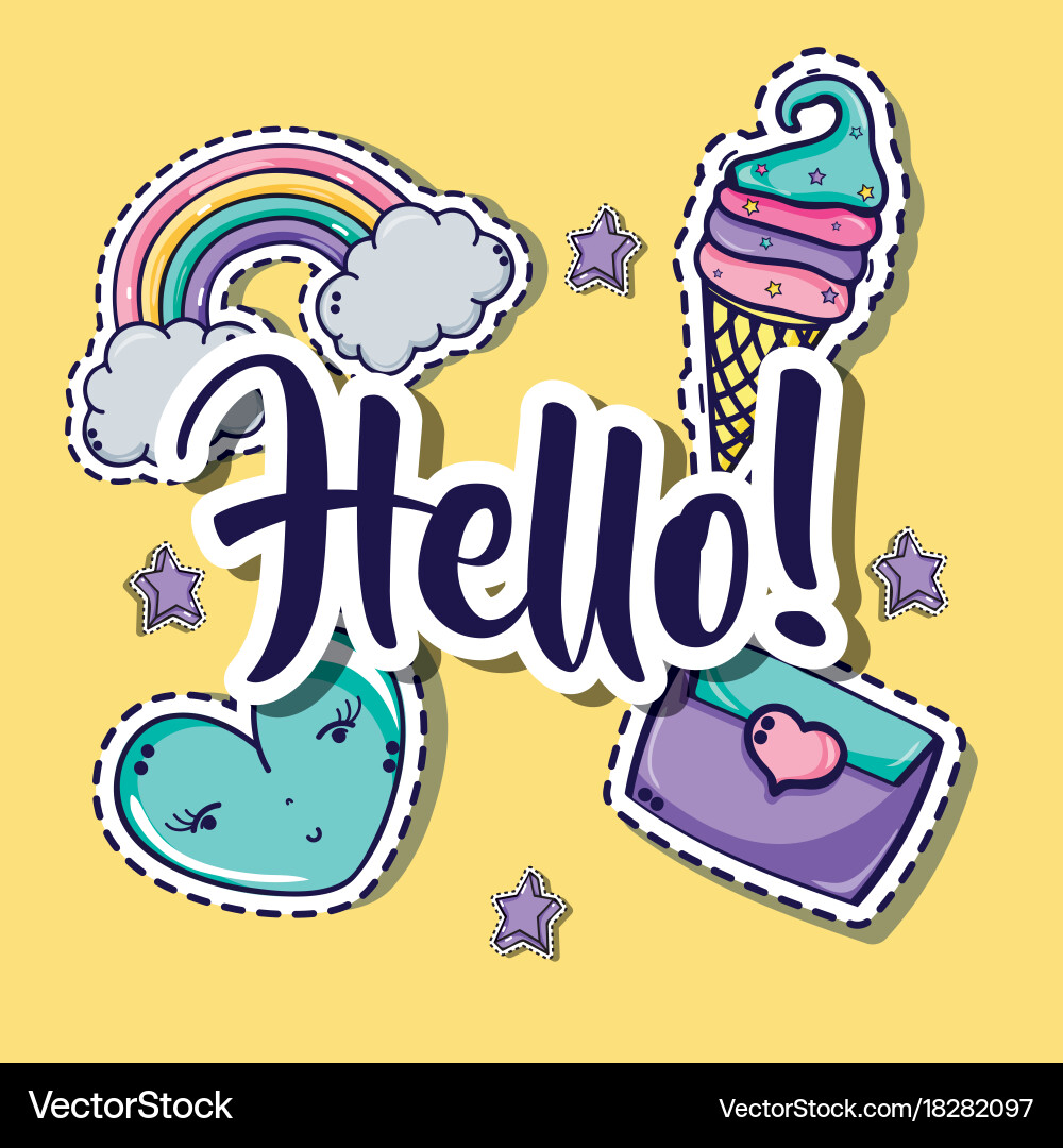 Set fashion cute patch decoration design Vector Image