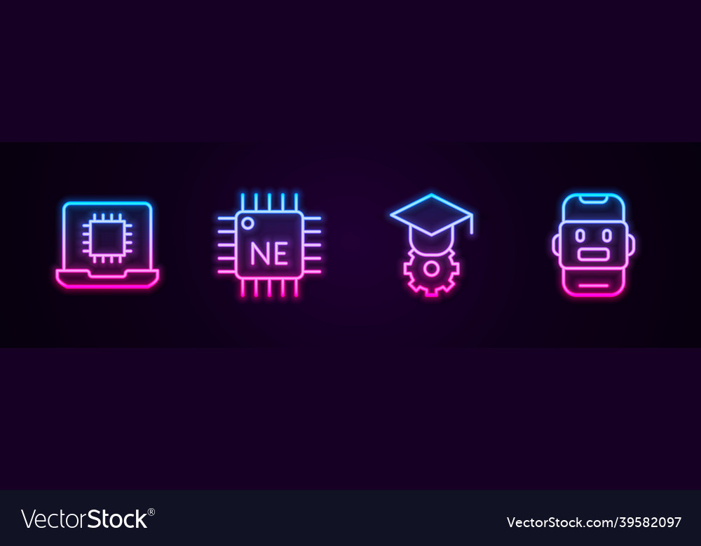 Set line processor cpu graduation cap and chat Vector Image Set line processor cpu graduation cap and chat Vector Image