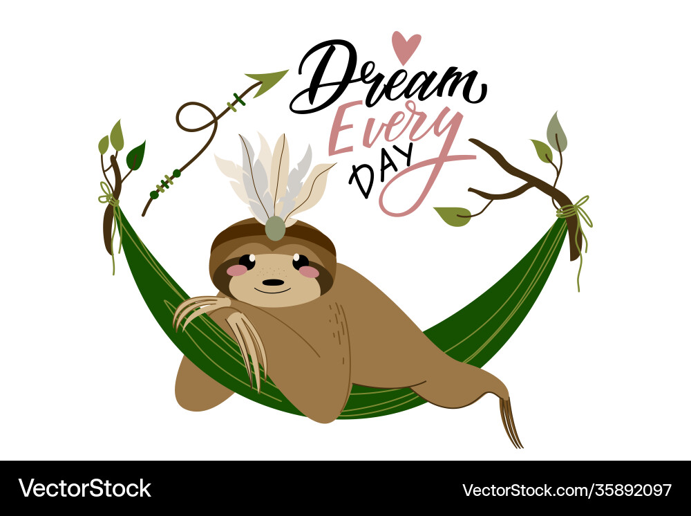 Sloths cute character in hand drawn style Vector Image