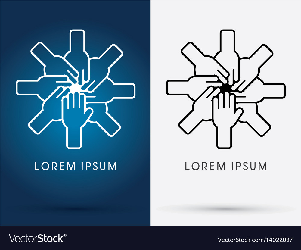 Teamwork hands Royalty Free Vector Image - VectorStock