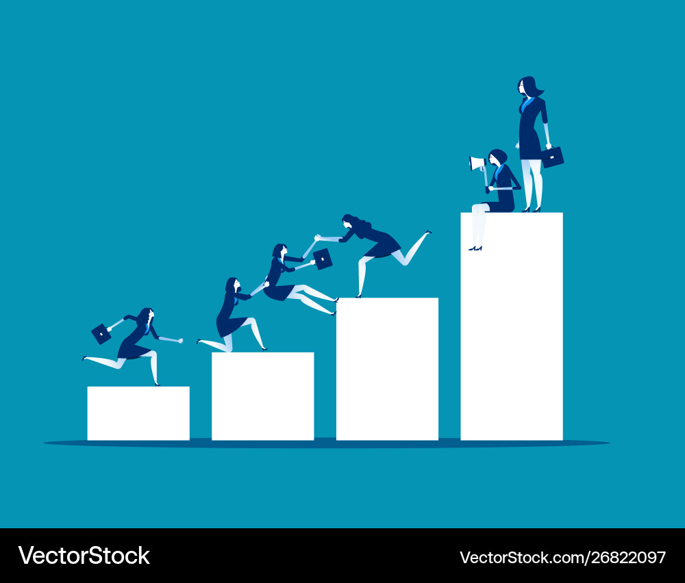 Teamwork success business people help colleagues Vector Image
