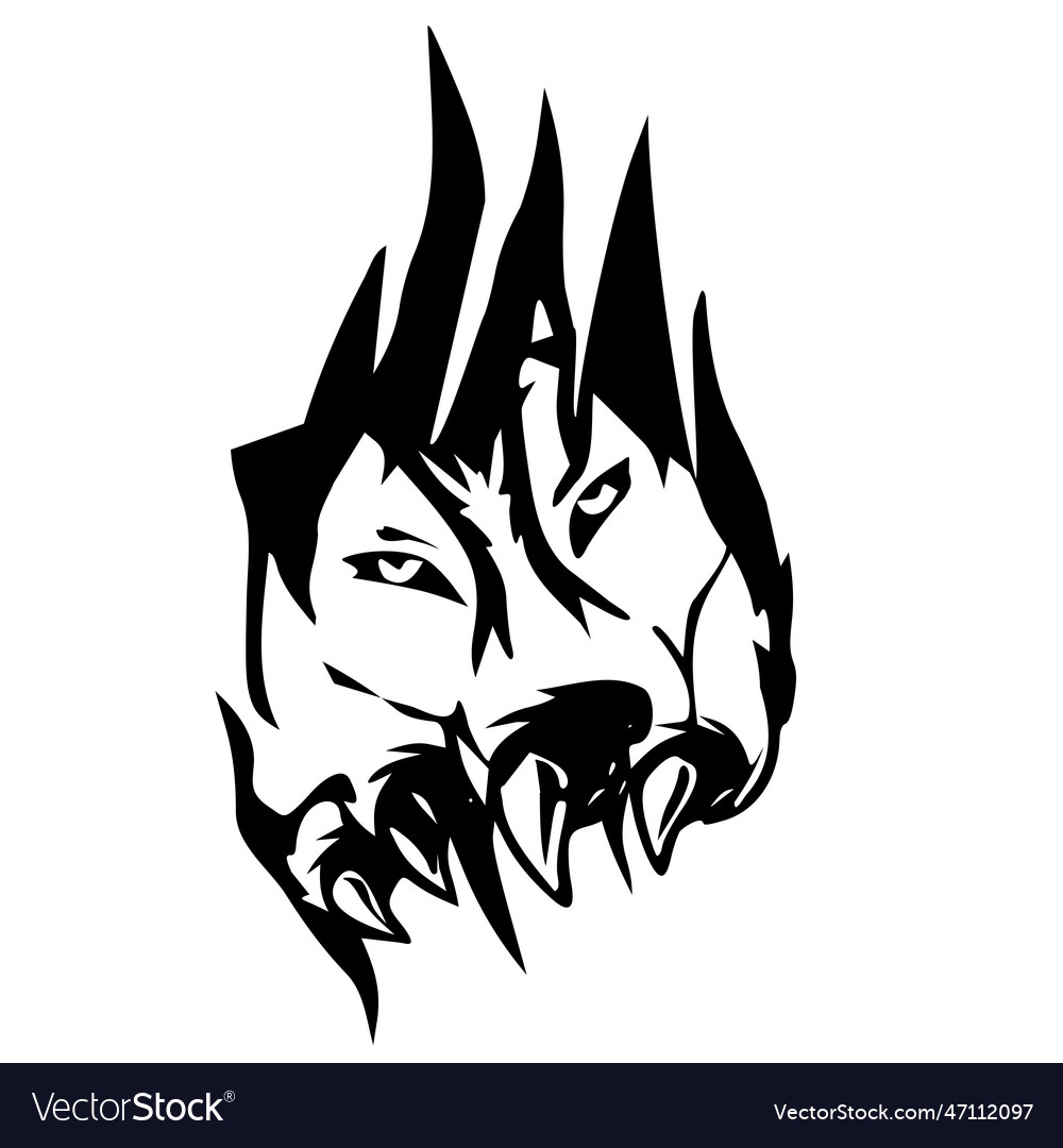 Wolf inside scratch marks image Royalty Free Vector Image