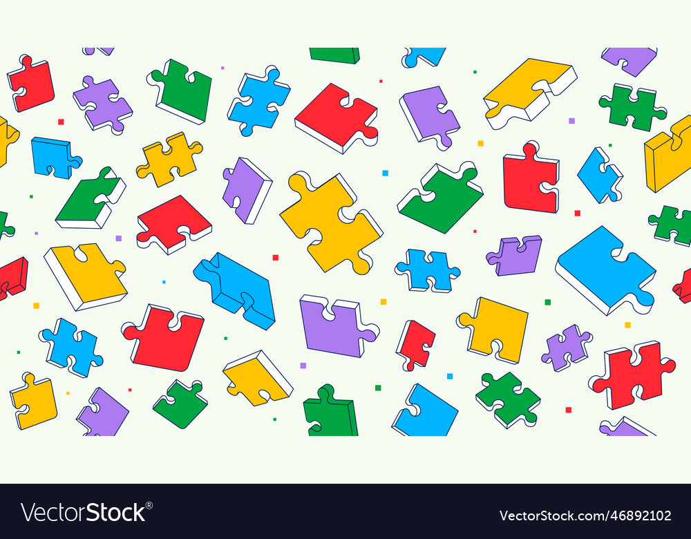 Colorful seamless puzzle pattern 3d puzzles Vector Image