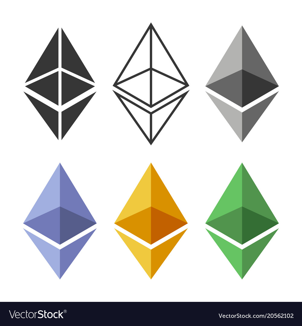 Ethereum coin sign set crypto currency icon Vector Image Ethereum coin sign set crypto currency icon Vector Image