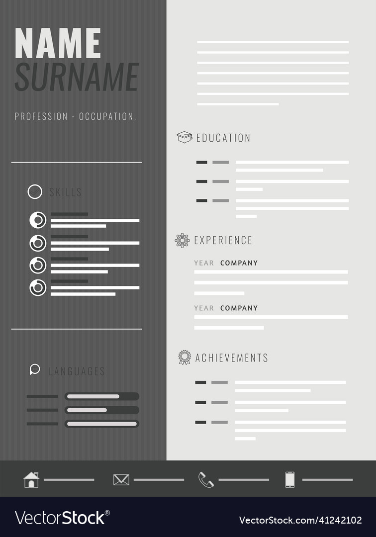 Gray professional curriculum Royalty Free Vector Image