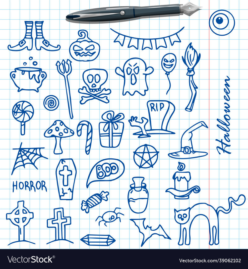 Hand drawn doodle halloween colorful Royalty Free Vector