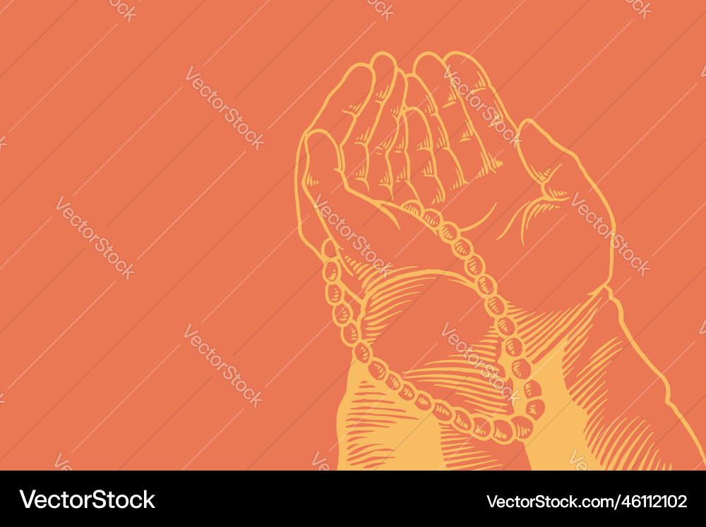 Hand drawn sketch of praying isolated Royalty Free Vector