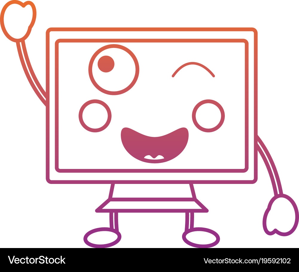 Happy computer monitor kawaii icon image Vector Image