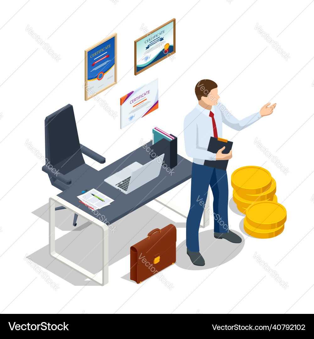 Isometric consult financial concept investment Vector Image