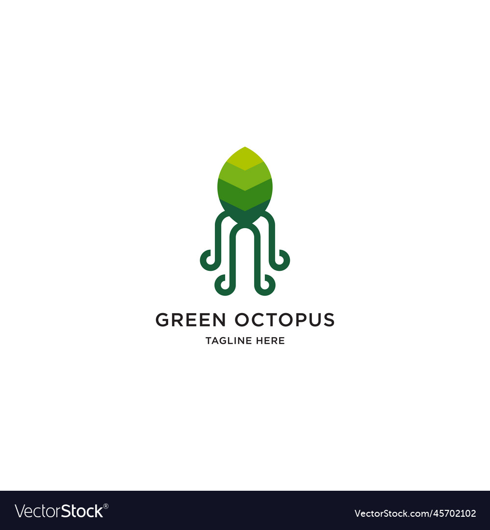 Leaf and octopus logo design template Royalty Free Vector