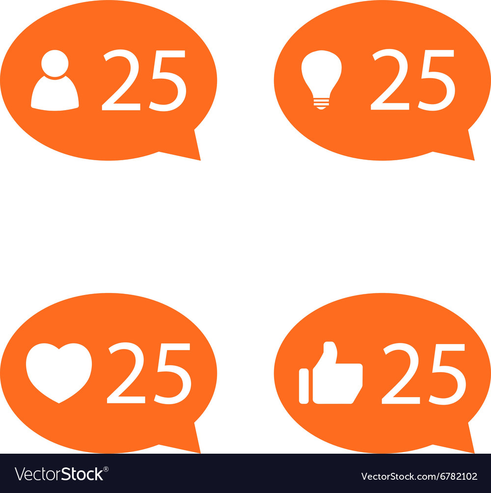 Like counter notification icon set Royalty Free Vector Image