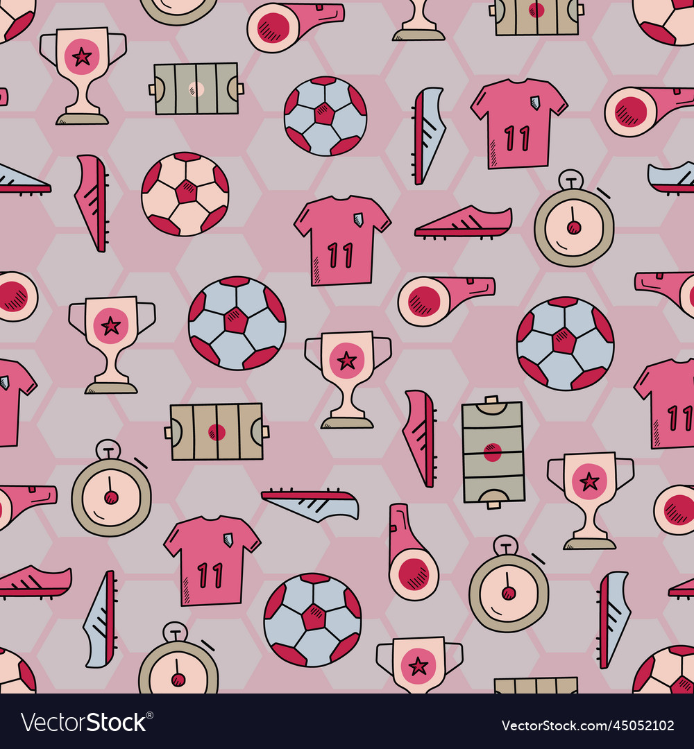 Magenta football elements repeat pattern Vector Image