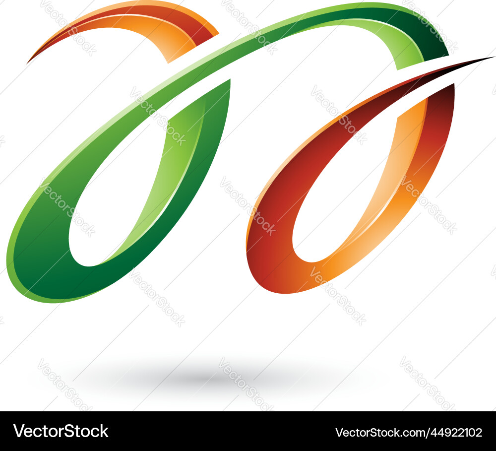 Orange and green glossy dual letters Royalty Free Vector