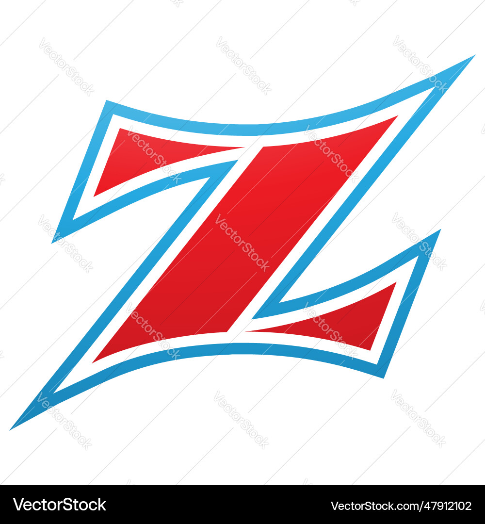 Red and blue arc shaped letter z icon Royalty Free Vector