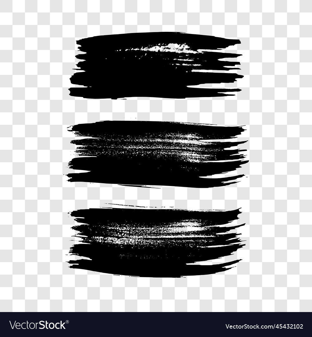 Set of black hand drawn brush strokes Royalty Free Vector