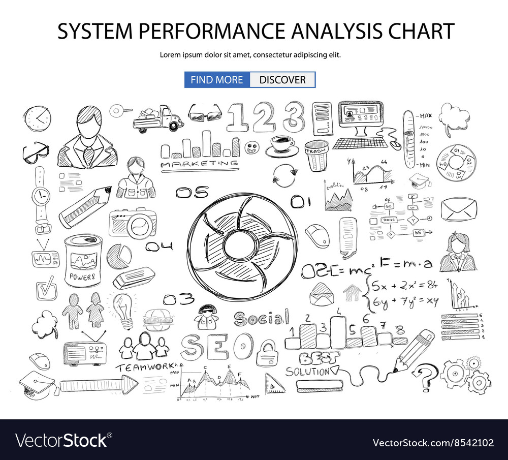 System performance analysis concept wig doodle Vector Image