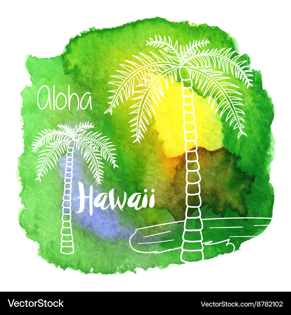 Watercolor hawaiian tropical graphic design Vector Image