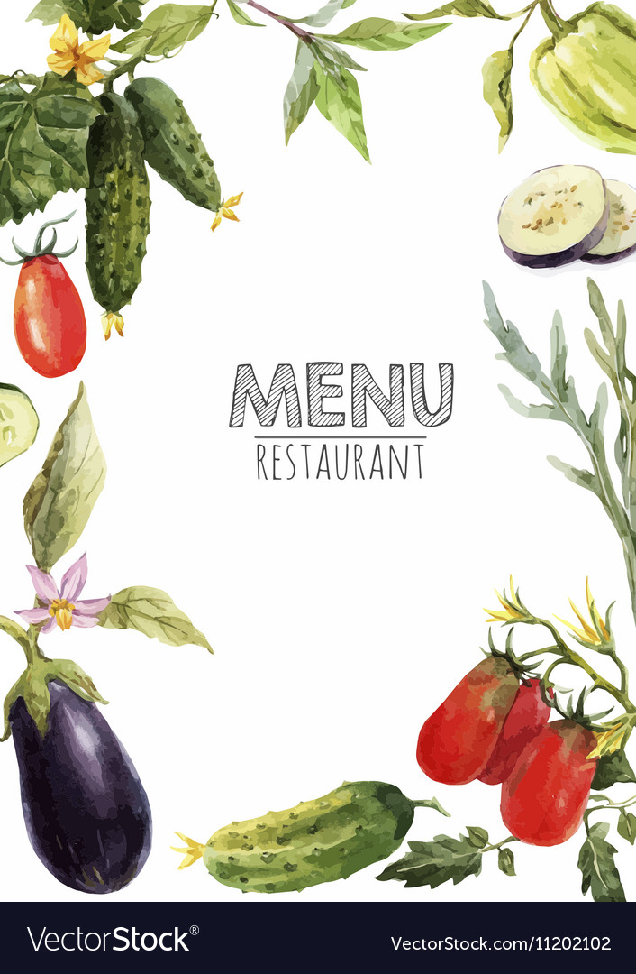 Watercolor menu template Royalty Free Vector Image