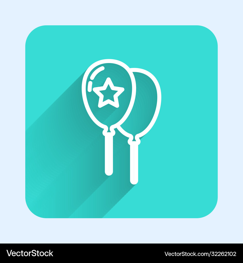 White line balloons with ribbon icon isolated Vector Image