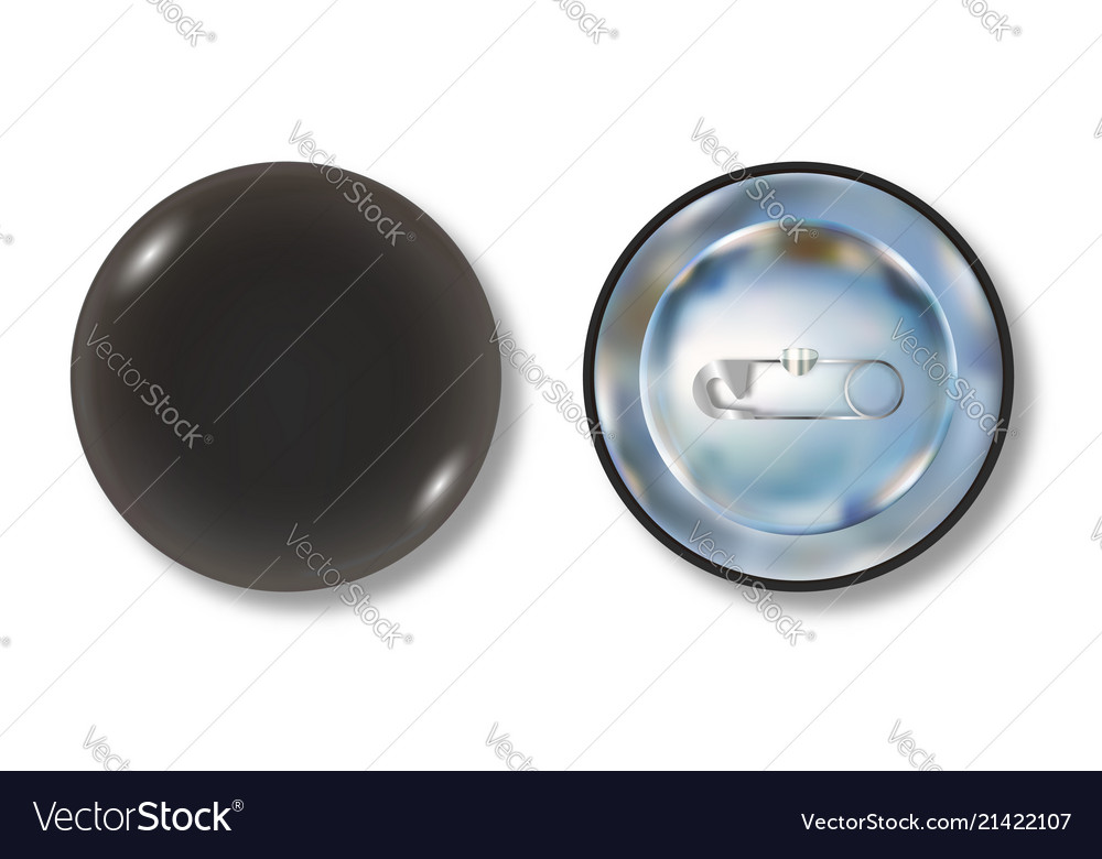 Black pin button front and back side Royalty Free Vector