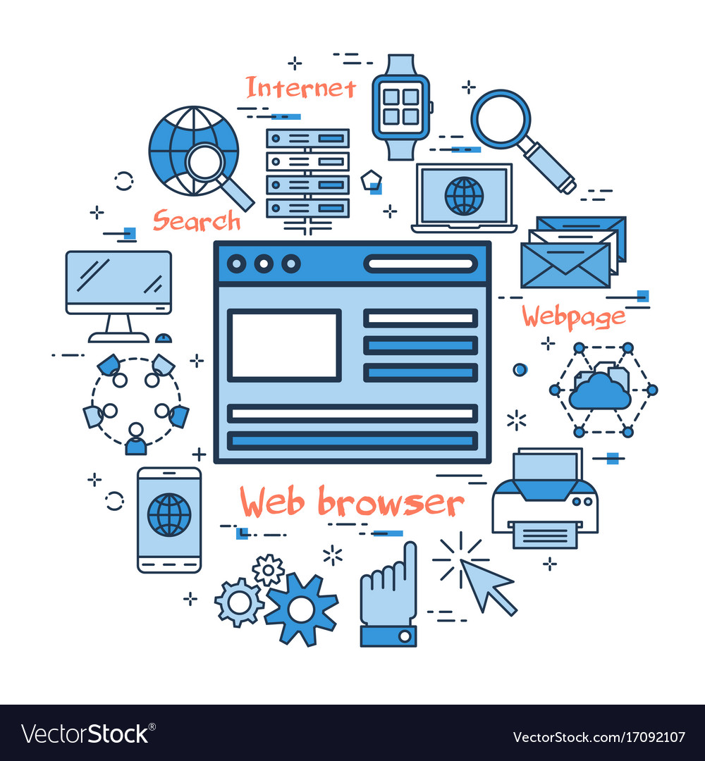Blue round web browser Royalty Free Vector Image