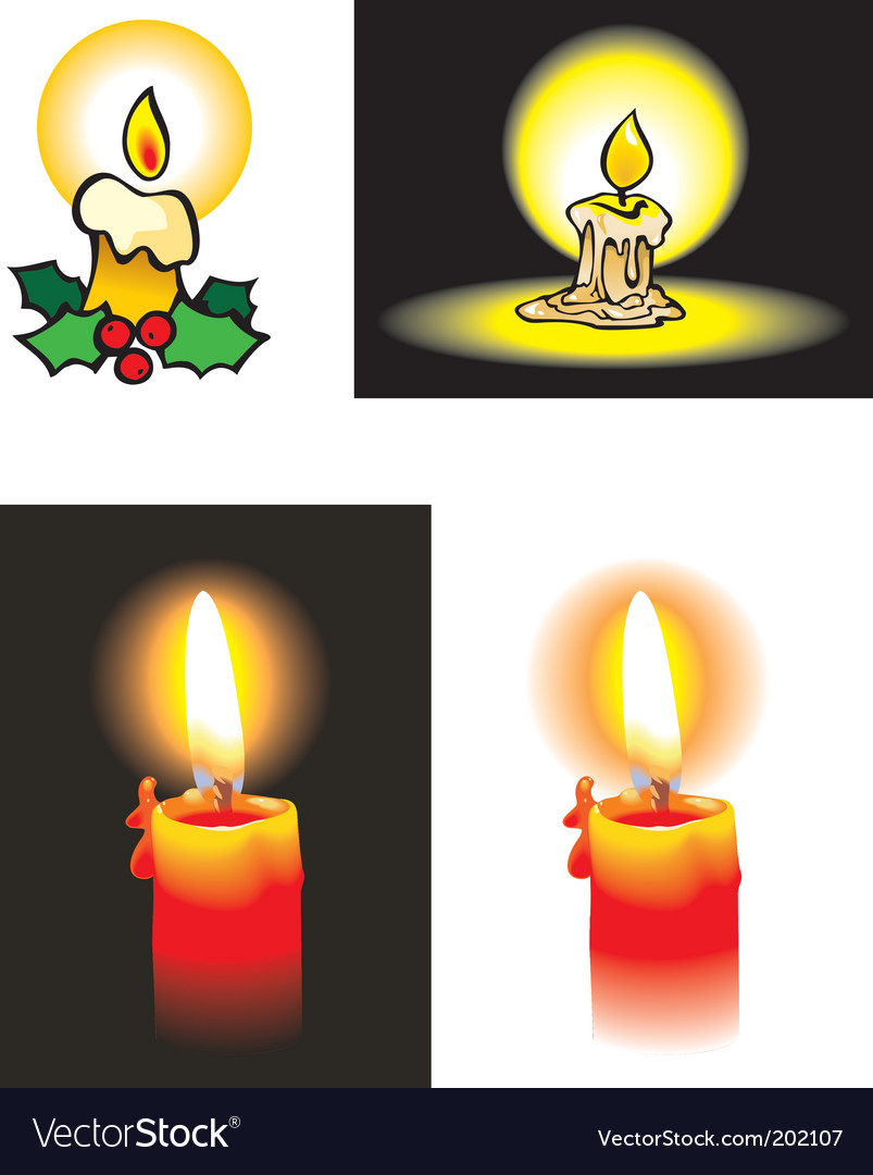 Collection burning candles Royalty Free Vector Image