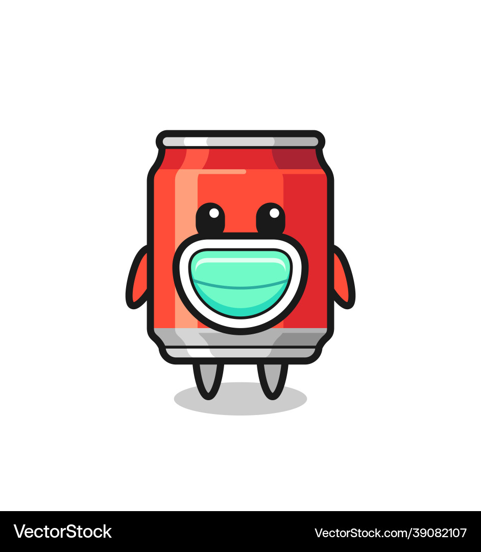 Cute drink can cartoon wearing a mask Royalty Free Vector